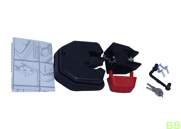 Gravity Lock for 2-Wheel Bins