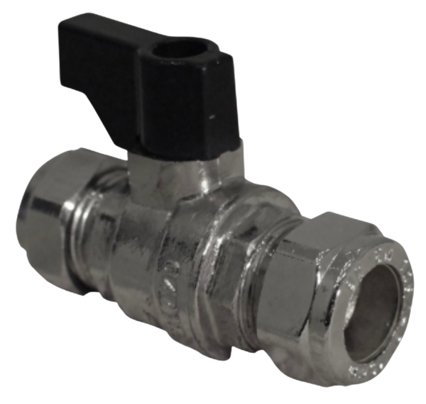 15MM Heavy Pattern Chrome Isolating Valve And Black Lever